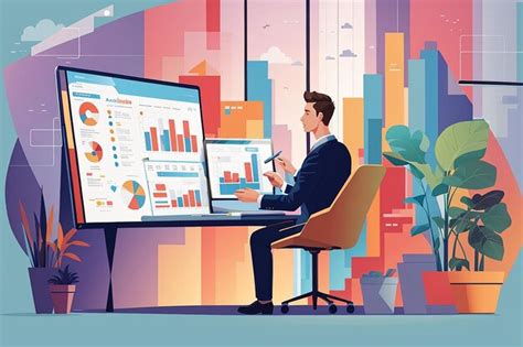 Premium Ai Image Digital Advertising Businessman Analysing Emarketing Stats On Computer Screen