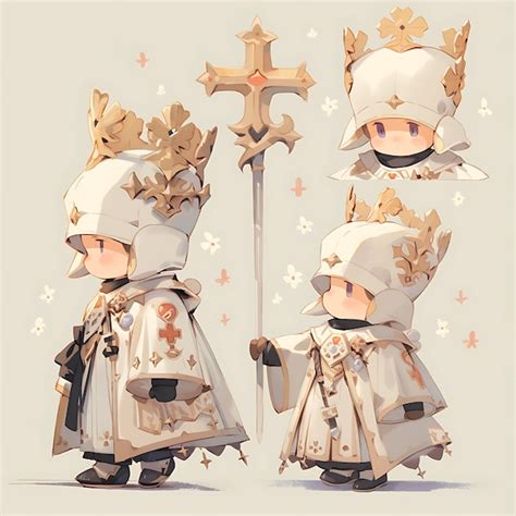Premium Photo Character Anime Of Male Chibi Kawaii Knight Templar Fashion Crusader Armor Whit