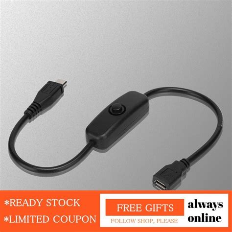 Alwaysonline With 501 Button Switch Desktop Cable Micro Usb Female To Male Shopee Philippines