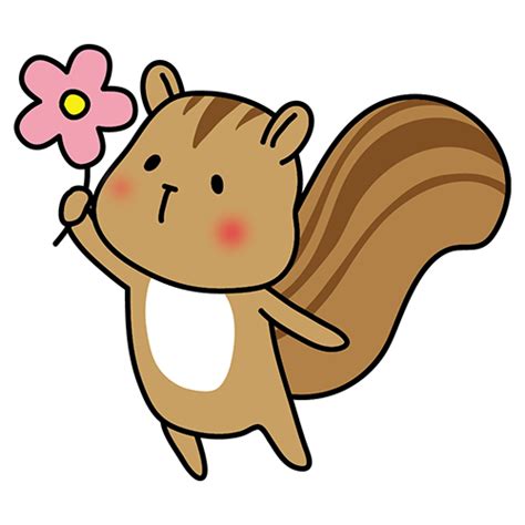 お花を持っているリスの無料フリーイラスト かわいい手描きの無料素材「てがきっず」保育園・小学校・介護施設にぴったりのフリー素材イラスト