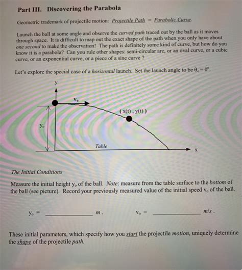 Solved Part III Discovering The Parabola Geometric Chegg