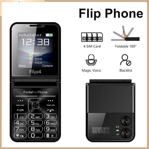 Flilo4 Flip Mobile Phone 4 Sim Card 4 Standby Speed Dial Magic Voice