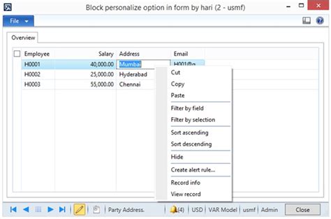 Disabling Personalize Option On The Form Using X In Dynamics AX 2012