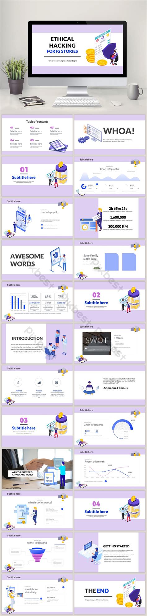 Ethical Hacking For Ig Stories Presentation Blue PowerPoint PPTX Template Free Download Pikbest