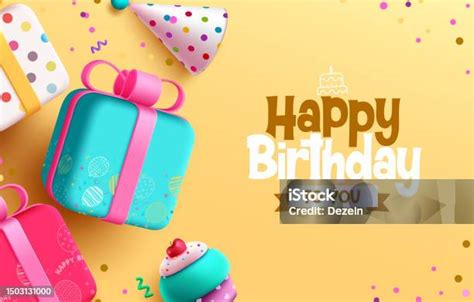 생일 축하 텍스트 벡터 디자인입니다 선물 상자가 있는 생일 축하 인사말 텍스트 생일에 대한 스톡 벡터 아트 및 기타 이미지 생일 공휴일 기념일 Istock