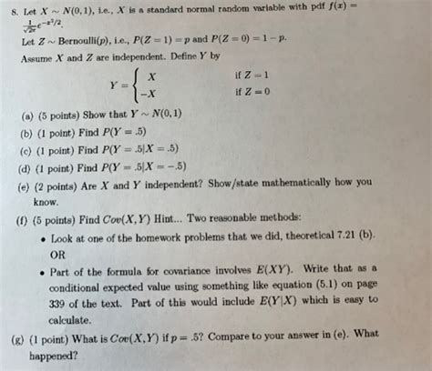 Solved 8 Let X ~ N 0 1 I E X Is A Standard Normal