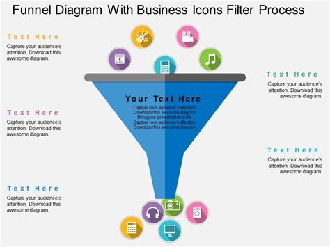 Funnel Diagram With Business Icons Filter Process Flat Powerpoint Design PowerPoint