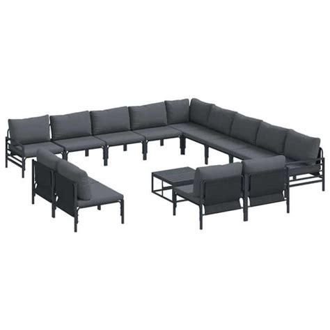 Vidaxl Garden Sofa Set With Cushion 14 Pcs Black Steel Robert Dyas