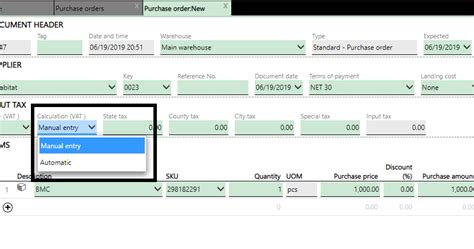Automatic VAT Calculation