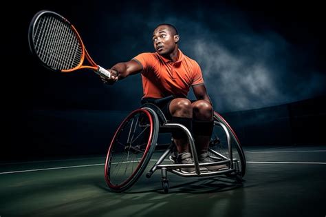 Premium Ai Image A Wheelchair Tennis Player In A Match