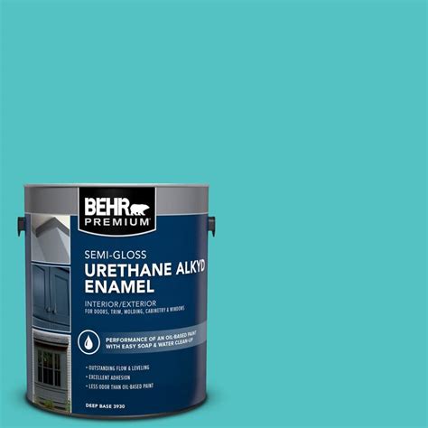 Behr Premium 1 Gal 500b 4 Gem Turquoise Urethane Alkyd Semi Gloss