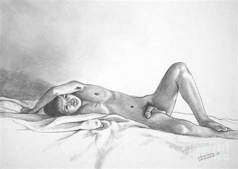 Naked Model Rue With Arms Over The Head Drawing By Christopher Shellhammer Pixels