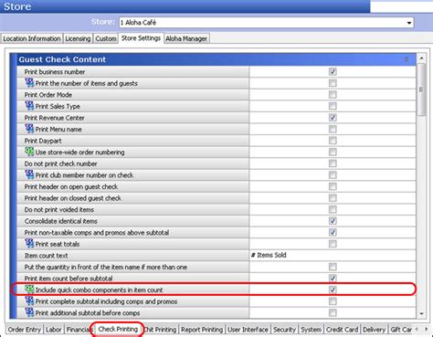 Aloha Pos Including Quick Combo Components In Item Count Ncr Docs
