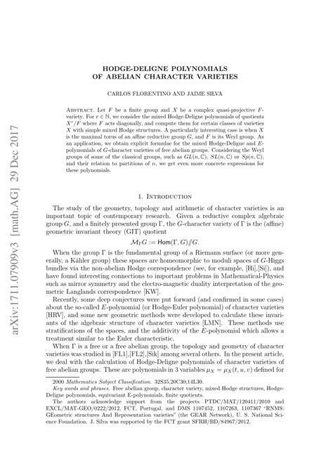Pdf Hodge Deligne Polynomials Of Abelian Character Varieties