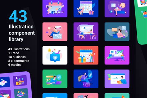 43 Illustration Component Library Figma