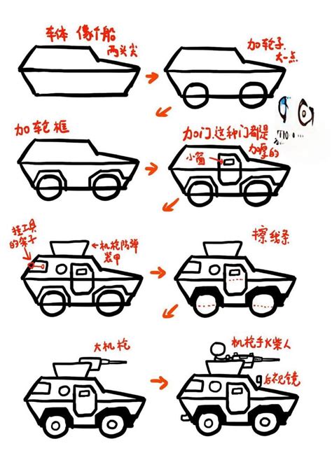 装甲车简笔画100种（精选19张） 简笔画图片大全