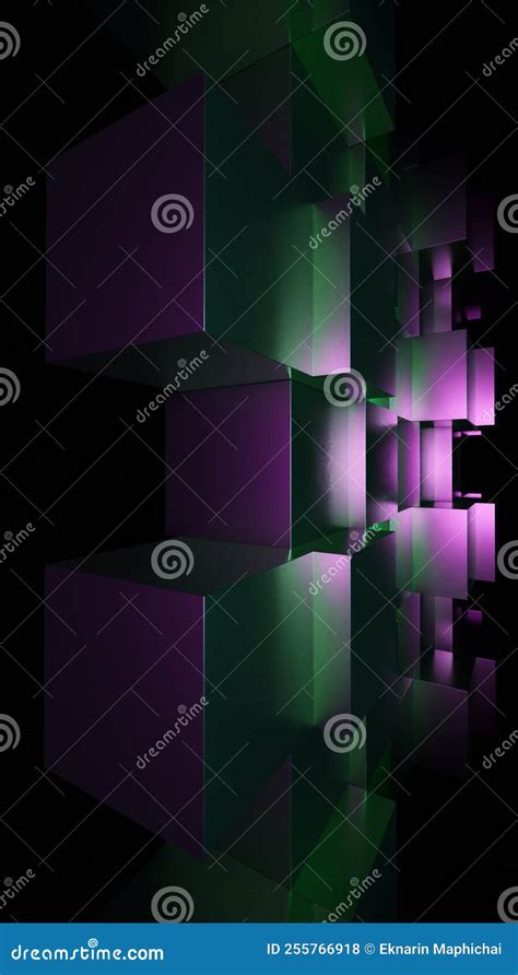Abstract Lighting Glossy Colors Shape On A Black Stock Illustration