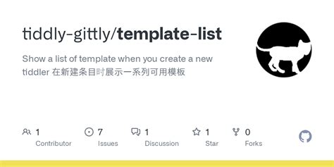 github tiddly gittly template list show a list of template when you