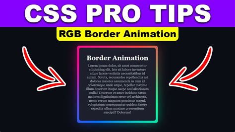 Css Rgb Border Animation Using Html And Css Css Pro Tips Border Animation Youtube