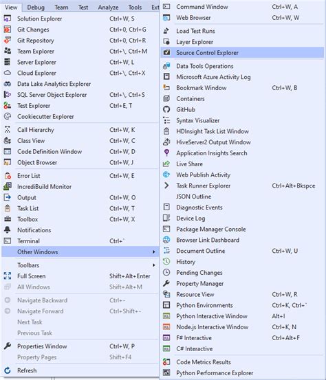 Comapare Files With TFS And Git GUI In Visual Studio