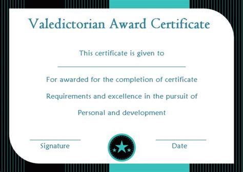 Valedictorian Certificate Mexico Middle School 8th Grade Valedictorian