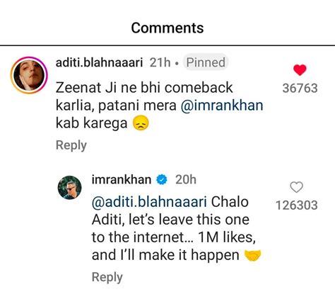 Actor Imran Khan Promises To Make A Comeback If His Comment Gets 1 Million Likes Internet