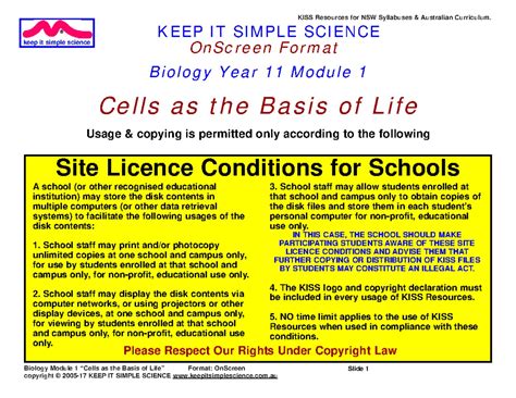 Kiss Module Notes Preliminary Biology Module 1 Pdf Biology Module 1 “cells As The Basis Of