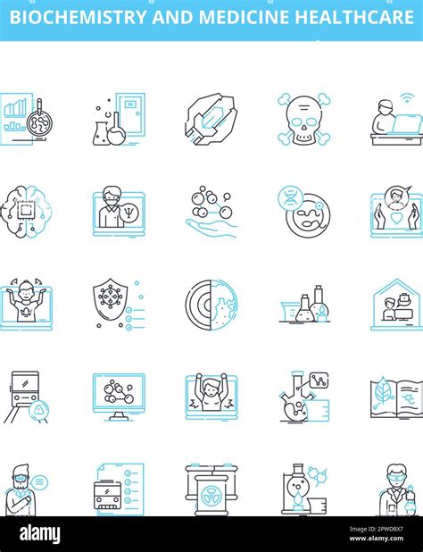 Biochemistry And Medicine Healthcare Vector Line Icons Set