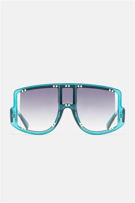 Into The Midnight Sunglasses Teal Fashion Nova Sunglasses