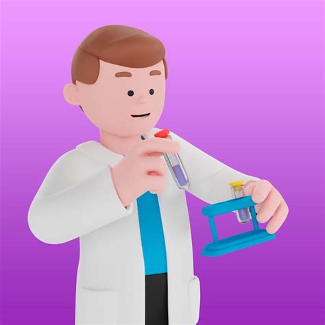 실험실에서 실험 하는 과학자와 3d 배경 무료 Psd 파일