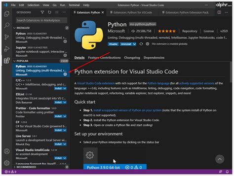 Install Python Extension In Visual Studio Code Templates Sample