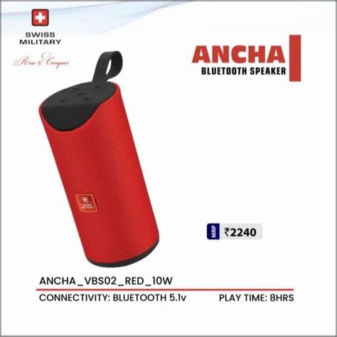 Black Wireless Swiss Military Ancha Bluetooth Speaker Model Name Number Vbs02 At ₹ 499 00