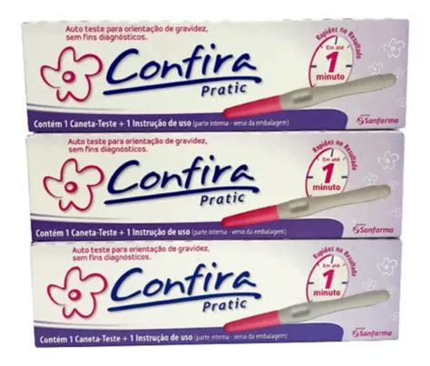 Kit 3 Teste De Gravidez Caneta Confira Pratic MercadoLivre