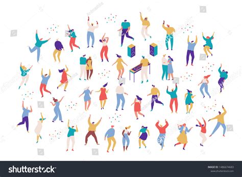 Large Group Male Female Cartoon Characters Stock Vector Royalty Free