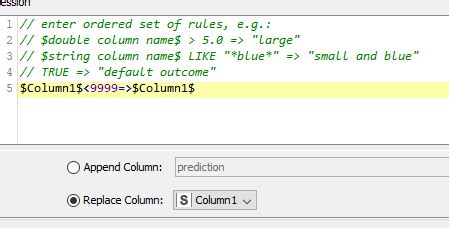 Replace Certain Numeric Values With Null Or Missingvalue KNIME