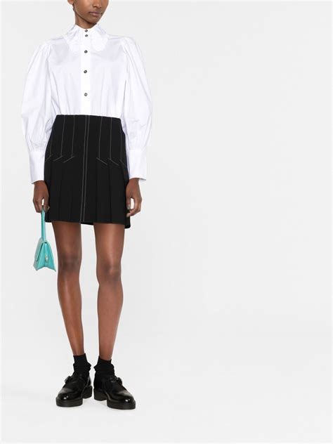 GANNI 퍼프 소매 포플린 셔츠 Farfetch