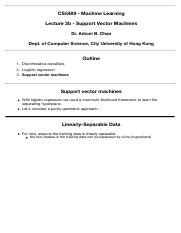 Lecture3b Handout Pdf CS5489 Machine Learning Lecture 3b Support