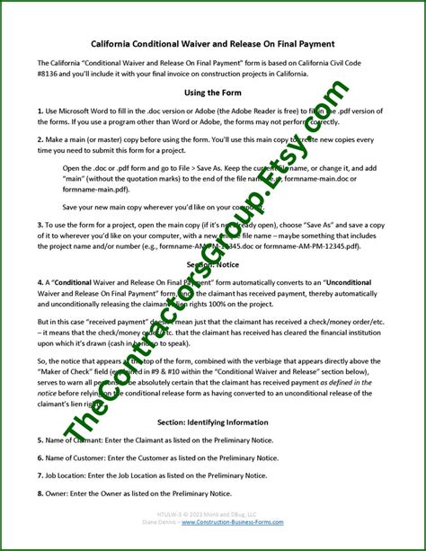 Conditional Final Waiver And Release California Form For Construction Contractors And Suppliers