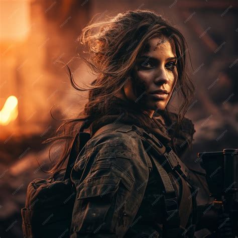 Premium Photo Soldier Girl In A War Base