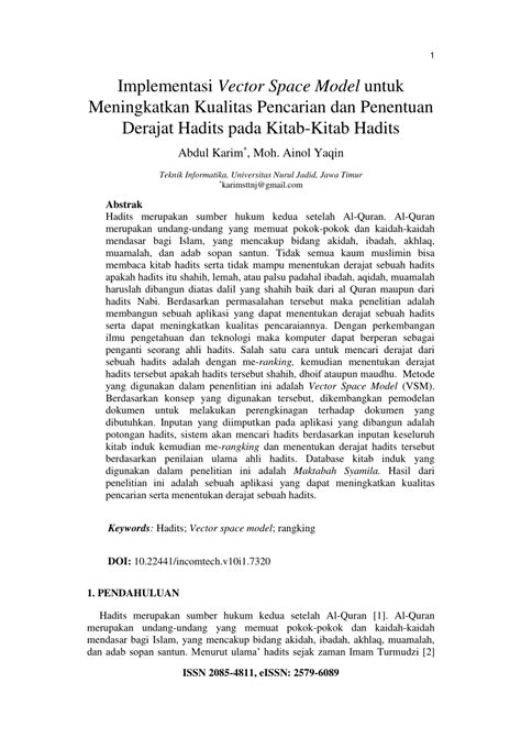 pdf implementasi vector space model untuk meningkatkan kualitas