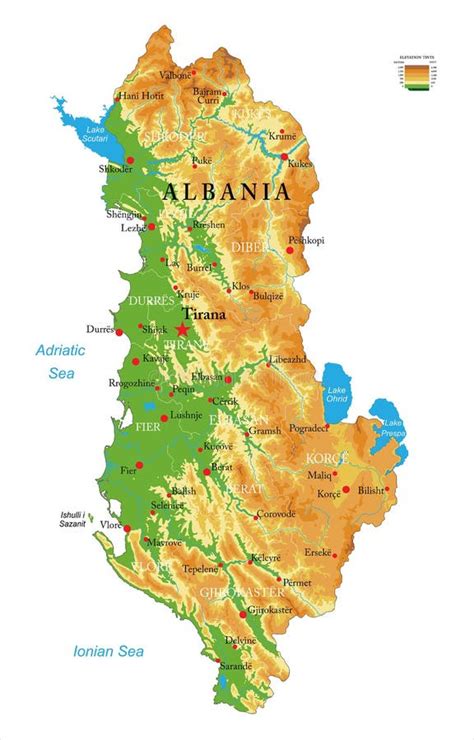 Mapa Físico De Albânia Ilustração Do Vetor Ilustração De Europa