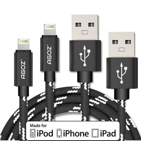 2pack Agoz Apple Mfi Certified 10ft Lightning Cable Fast Charger Cord