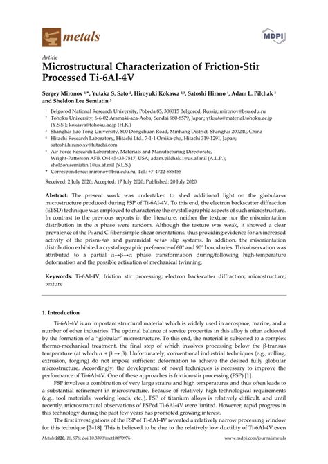 Pdf Microstructural Characterization Of Friction Stir Processed Ti 6al 4v