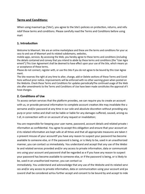 Terms And Conditions Aggrement Pdf Indemnity Sales