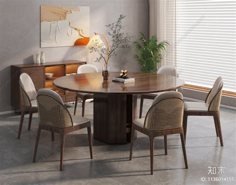 侘寂实木餐桌椅组合3d模型下载【id1136014155】知末3d模型网 侘寂实木餐桌椅组合3d模型下载【id1136014155】知末3d模型网