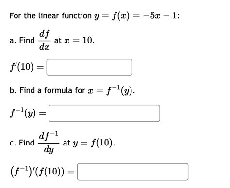Solved For The Linear Function Y F X 5x 1 ﻿ A ﻿find Dfdx