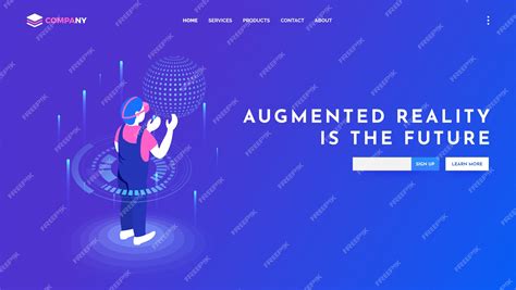 Premium Vector Man Wearing Vr Glasses Interact With Virtual Interface