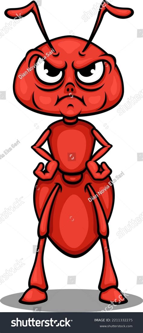 Illustration Cute Angry Ant Cartoon Stock Vector Royalty Free