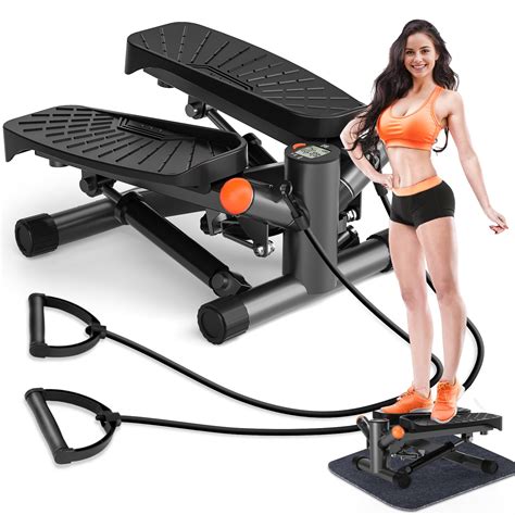 ACFITI Steppers For Exercise At Home Adjustable Height Stair Stepper With Resistance Bands Mini
