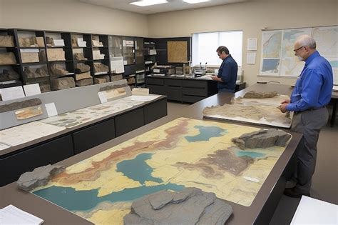Premium Photo Depict A Section Of The Lab Focused On Geology With Rock Samples And Geological Maps